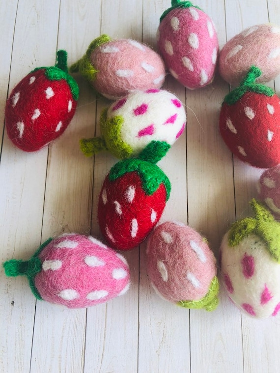 Wool Felted Strawberry Felt Strawberry Pink Felt Strawberry - Etsy