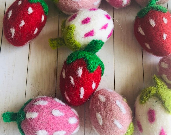 Wool Felted Strawberry Felt Strawberry Pink Felt Strawberry - Etsy