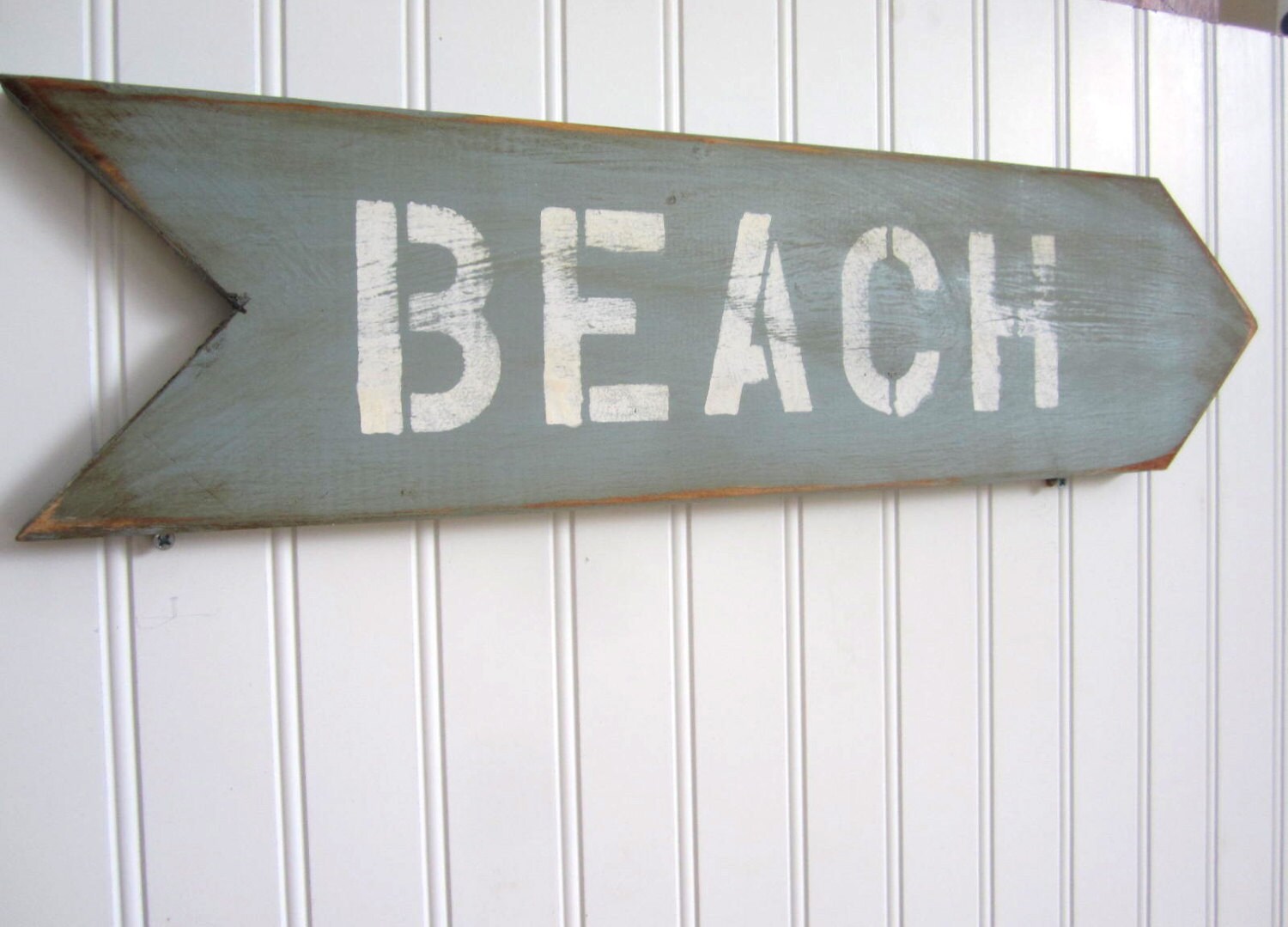 Handmade BEACH sign wall art decor blue arrow ocean swim | Etsy