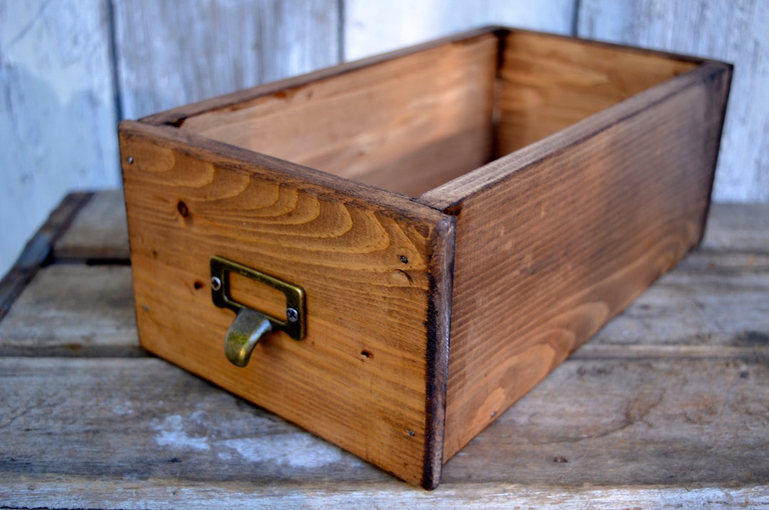 Library Drawer, Card Catalog Drawer, Wood Storage Box, Handmade ...