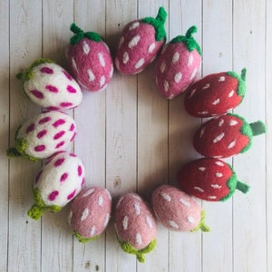 Wool Felted Strawberry, Felt Strawberry, Pink Felt Strawberry, Wool ...