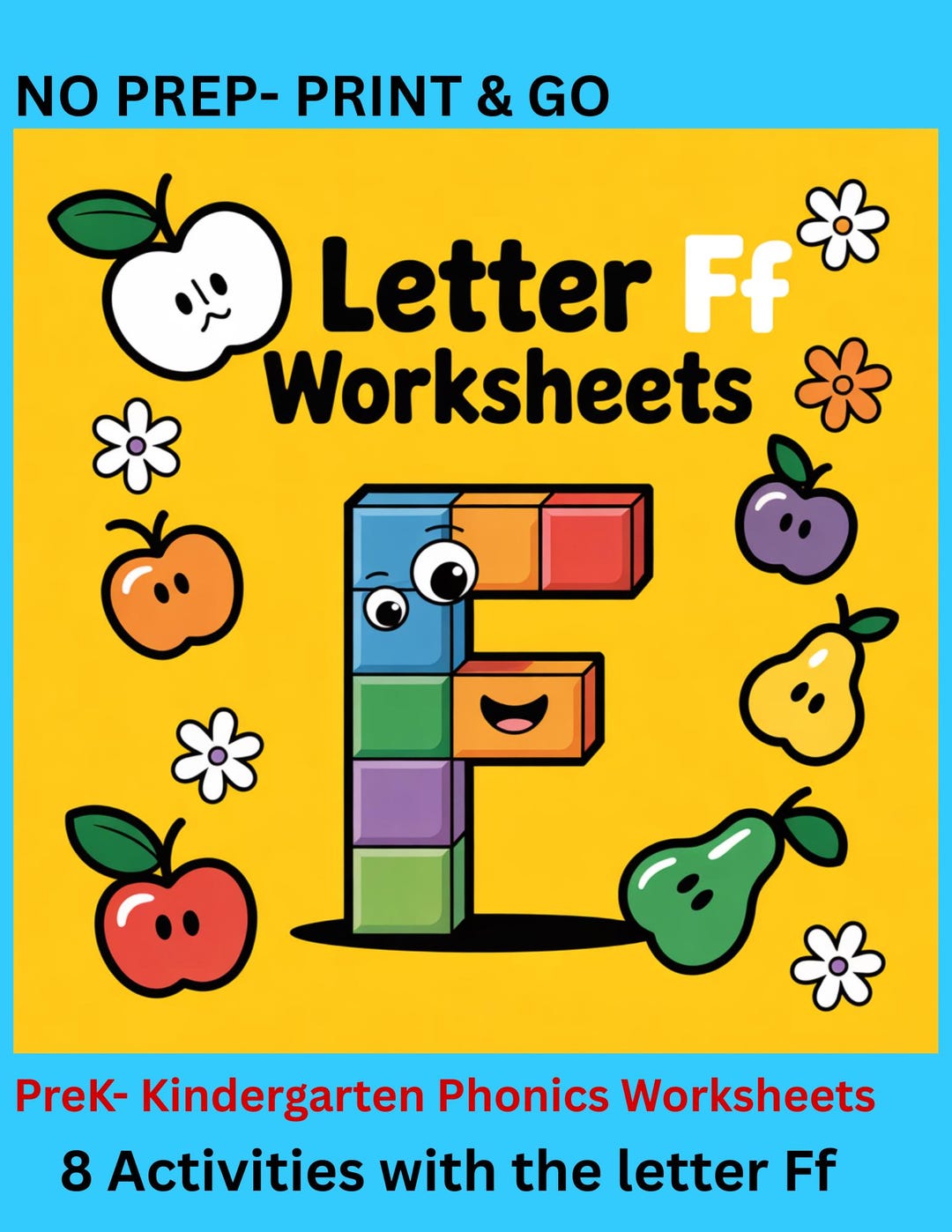 Letter Ff Phonics Worksheets - Etsy