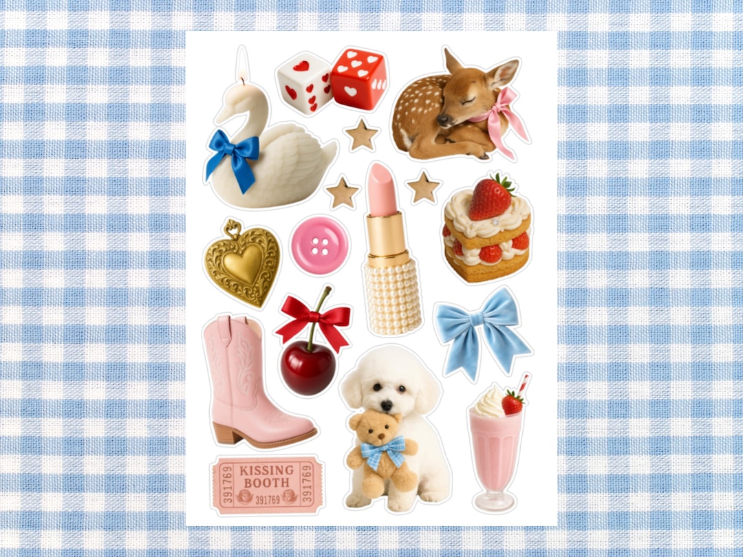 Coquette Sticker Sheet for Junk Journal, Gift for Crafty Girl ...