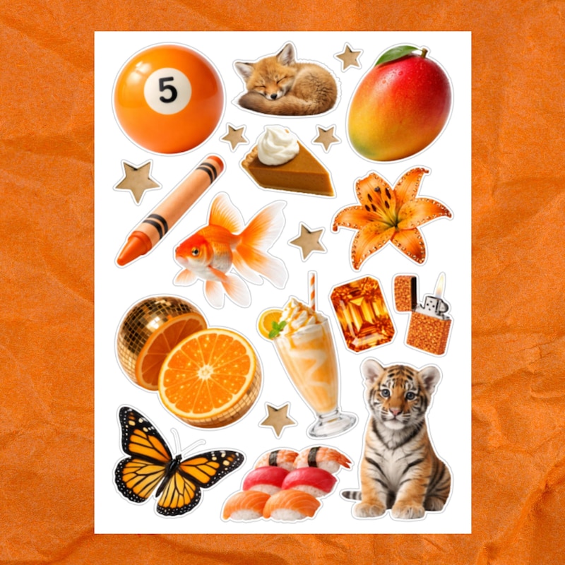 Aesthetic Orange Stickers - Etsy