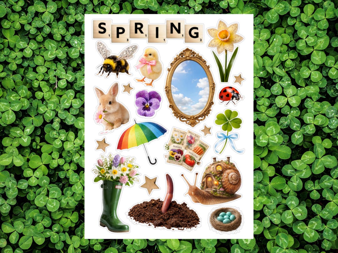 Spring Sticker Sheet for Junk Journal, Seasonal Sticker, Spring ...