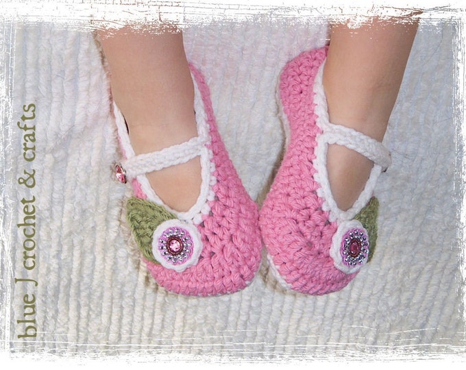 Crochet Pattern Plain Janes Mary Jane Style Slippers Size Infant 0 to ...
