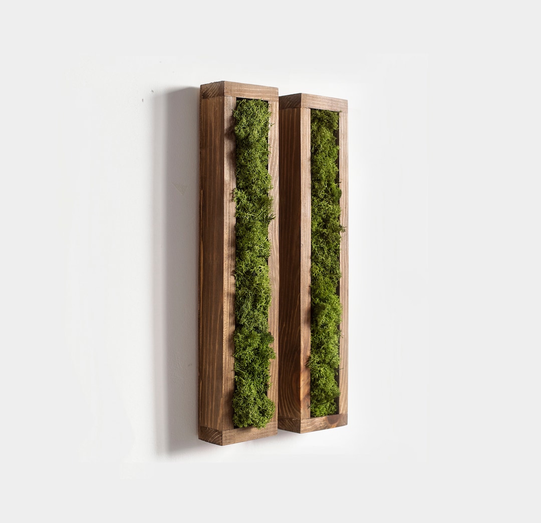 MOOS FRAMED Wood Wall Art, Botanical Wooden Wall Decor Over the Bed ...