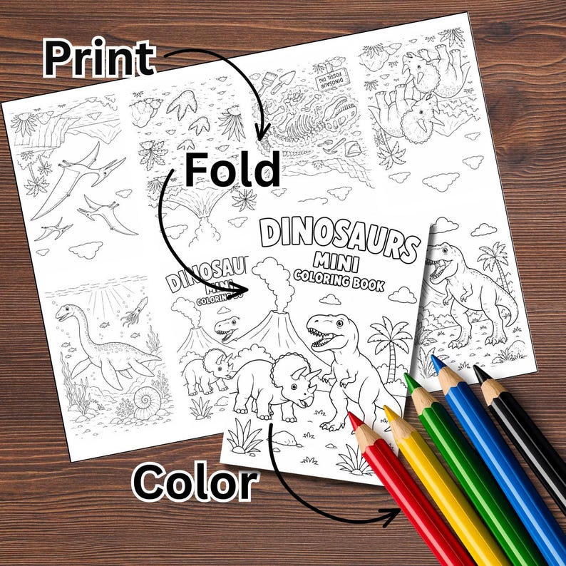 Mini Coloring Books 4 Pack - Dinosaurs, Birds, Insects, Ocean ...