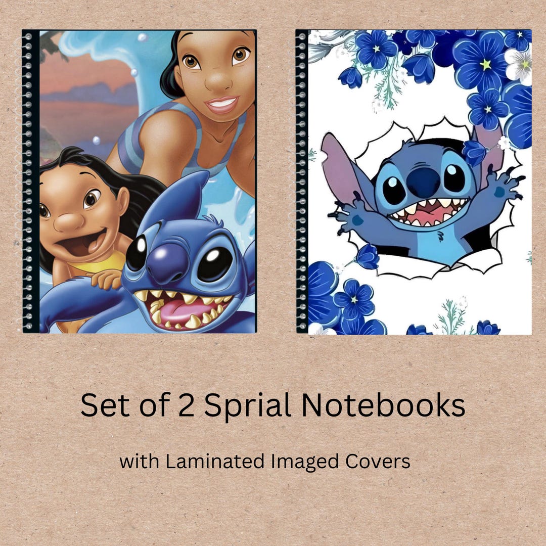 Set - 2 Spiral Notebooks With Laminated Front Covers - Stitch Ohana - Etsy