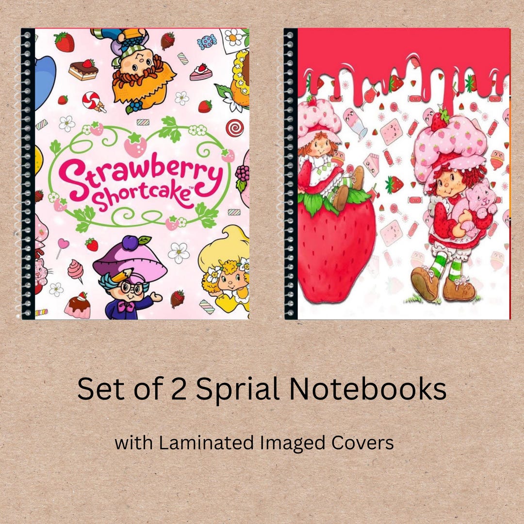 Set - 2 Spiral Notebooks With Laminated Front Covers - Strawberry ...
