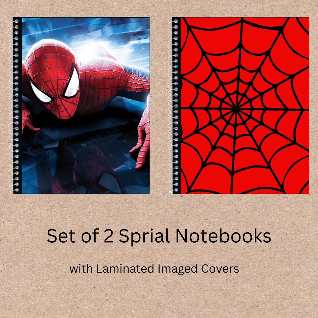 Set - 2 Spiral Notebooks With Laminated Front Covers - Spiderman - Etsy