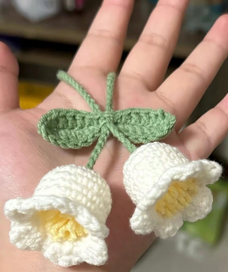 Handmade Crochet Lily of the Valley Keychain: Cotton Bag Charm - Etsy