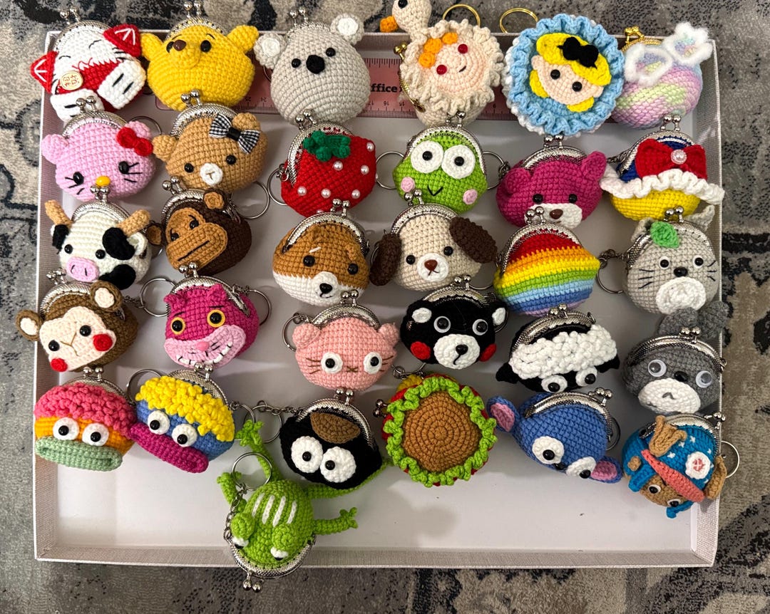 Handmade Crochet Animal Coin Purse | Kiss Lock Keychain Wallet - Etsy