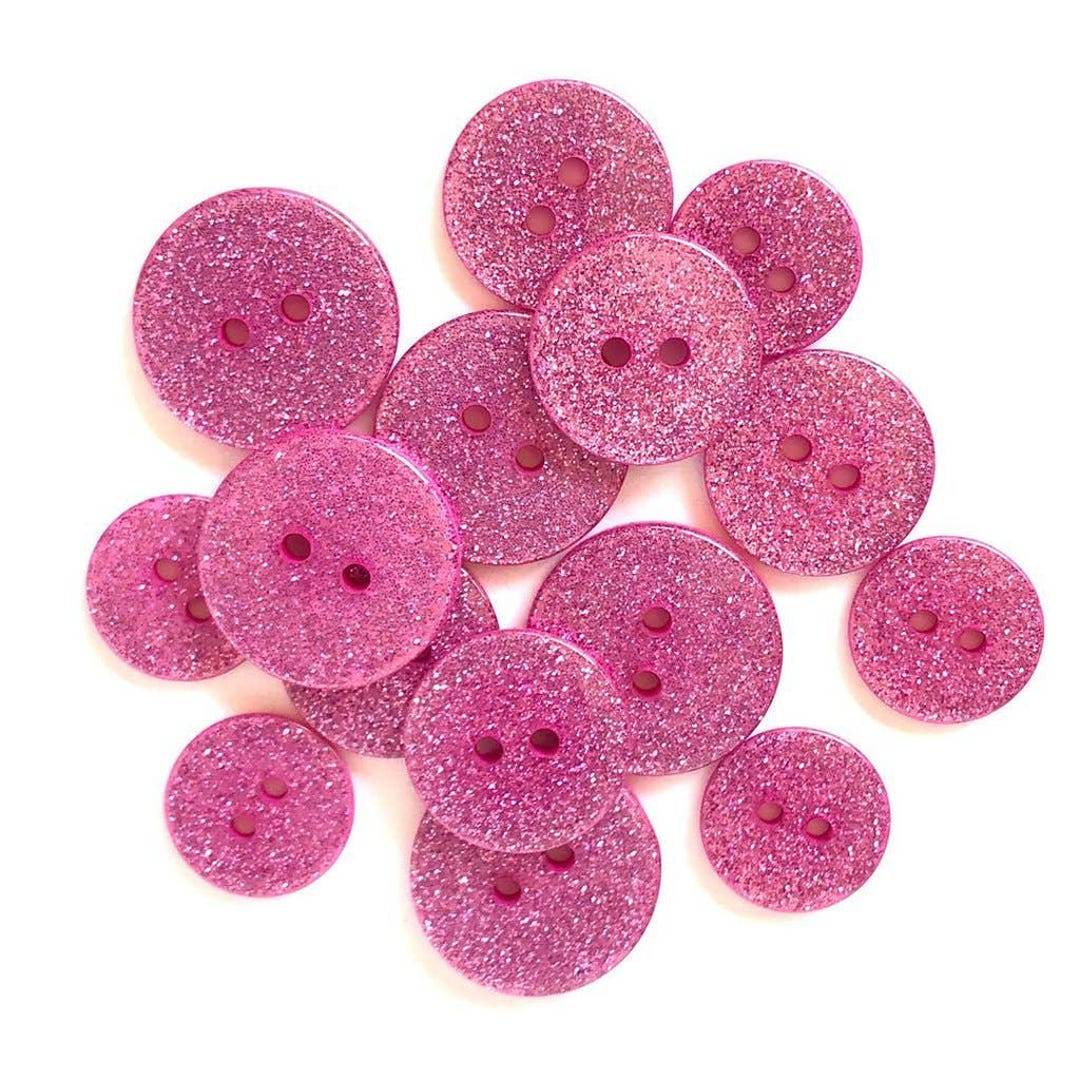Sweet 16 Glitter Buttons - Sparkling Bright Pink Buttons for Crafts ...