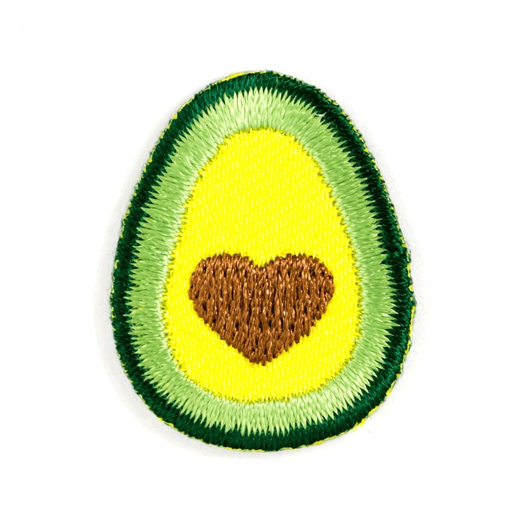 Embroidered Sticker Patch: Avocado Heart - Etsy
