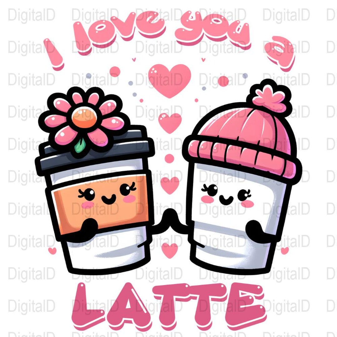 I Love You a Latte Digital Print, Cute Coffee, Valentines Day Decor ...