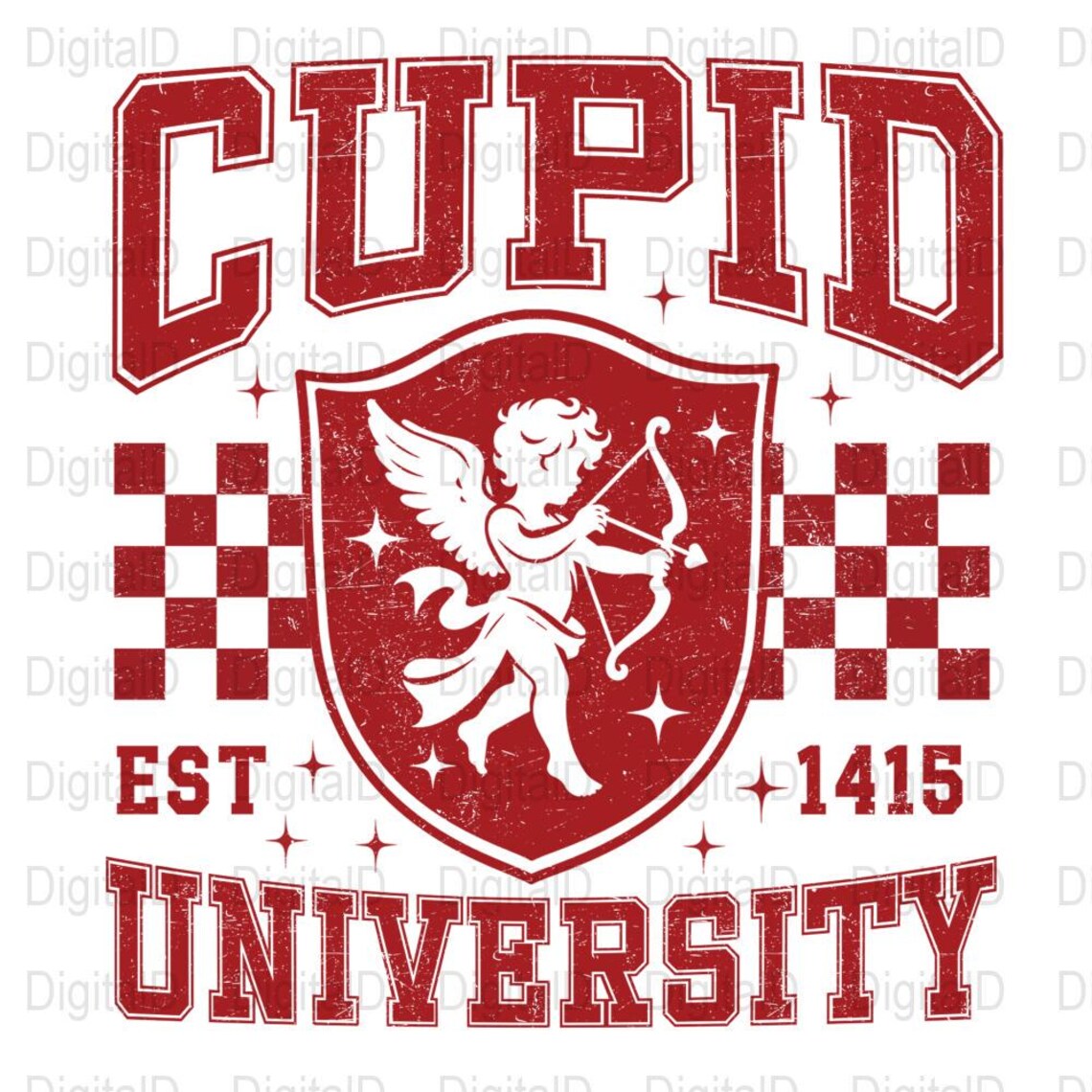 Cupid University Digital Download, Vintage Style Design, Valentine's ...