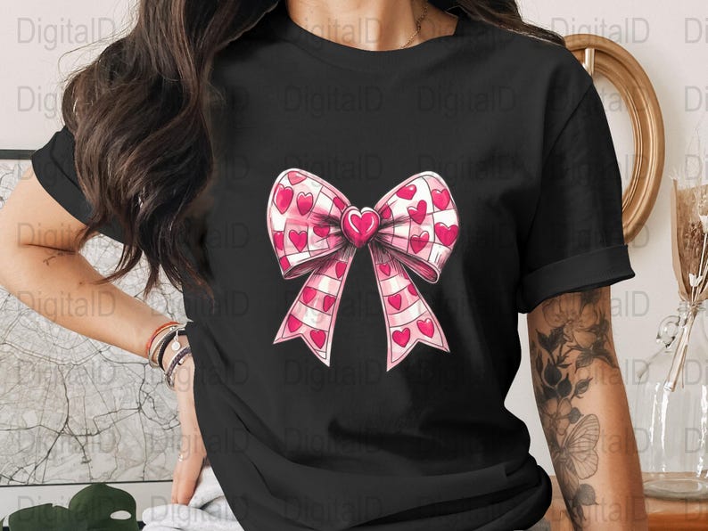 Heart Bow Digital, PNG File, Valentines Day Graphic, Wedding Design ...