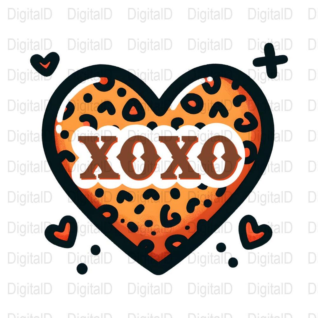 XOXO Leopard Heart Digital Art, Valentine Printable, Leopard Print ...