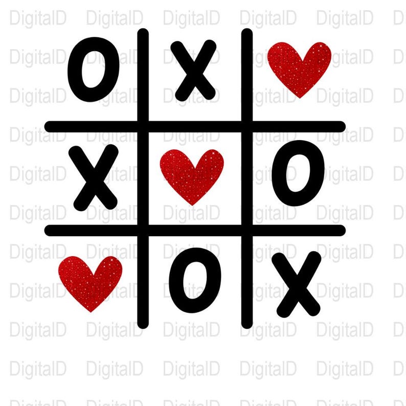 Love Tic Tac Toe PNG Digital File, Valentine Game Art, Heart XO Design ...