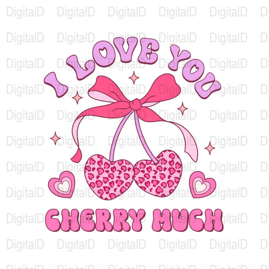 I Love You Cherry Much Digital Download, Valentine's Day Retro Art ...