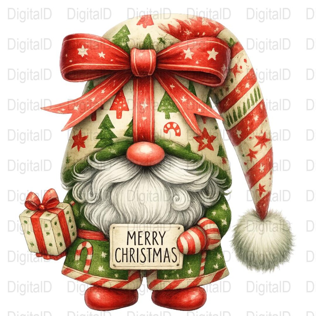 Watercolor Christmas Gnome Clipart, Holiday PNG (digital File) - Etsy