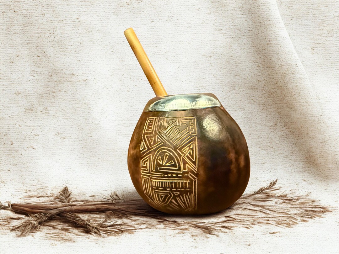 Handmade Natural Yerba Mate Gourd 300ml | Calabash Cup With Aluminum ...