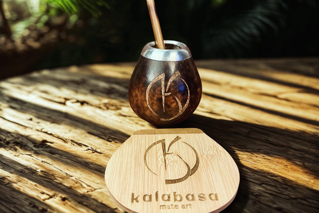 Engraved Yerba Mate Gourd Set – 300ml Calabash Cup With Steel Bombilla ...