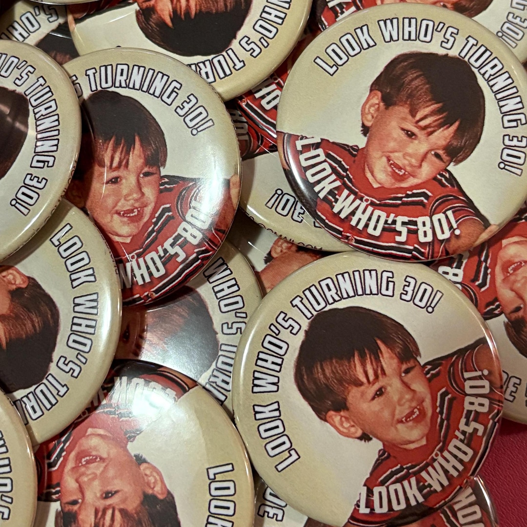 Custom 80th Birthday Button Pins, Photo Gifts Favor Ideas - 15 Pieces ...
