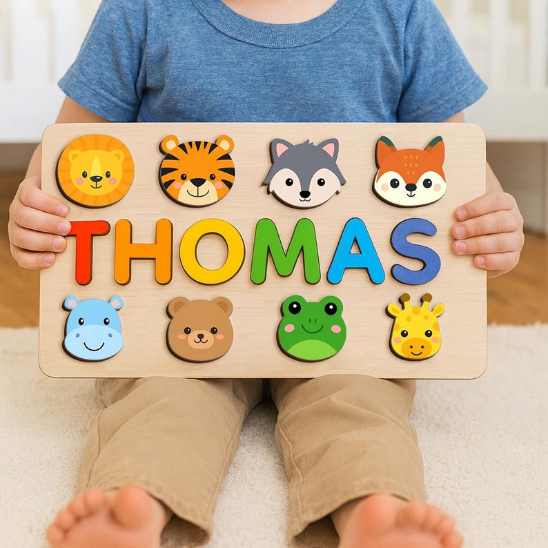 Personalized Animal Name Puzzle | Wooden Toy for Boys & Girls | Baby’s ...