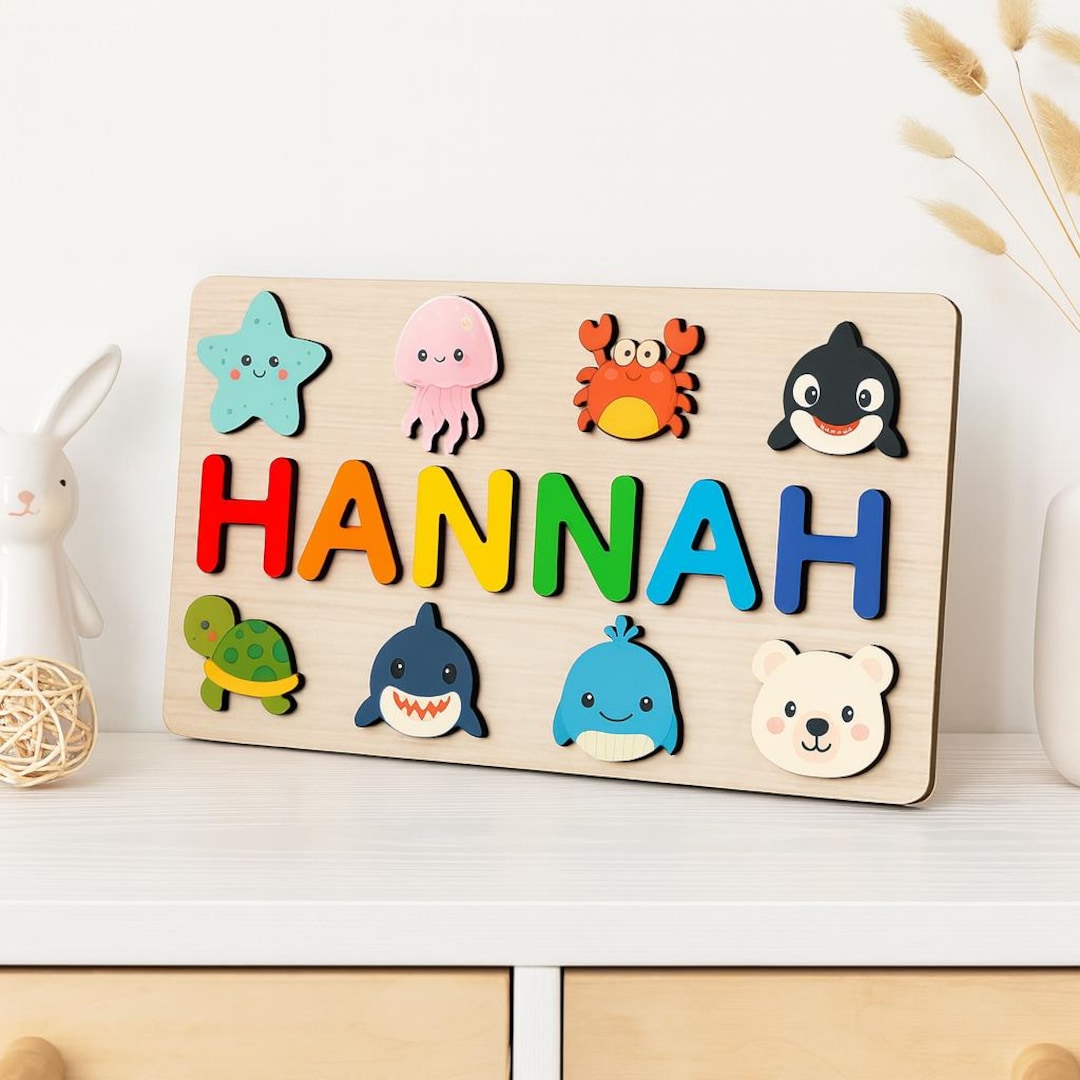 Personalized Animal Name Puzzle | Wooden Toy for Boys & Girls | Baby’s ...