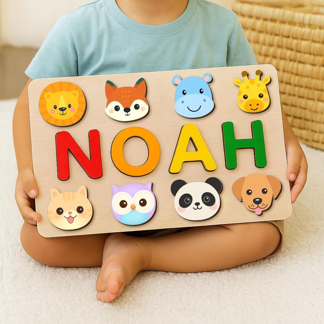 Custom Animal Name Puzzle | Montessori Wooden Toy for Toddlers ...