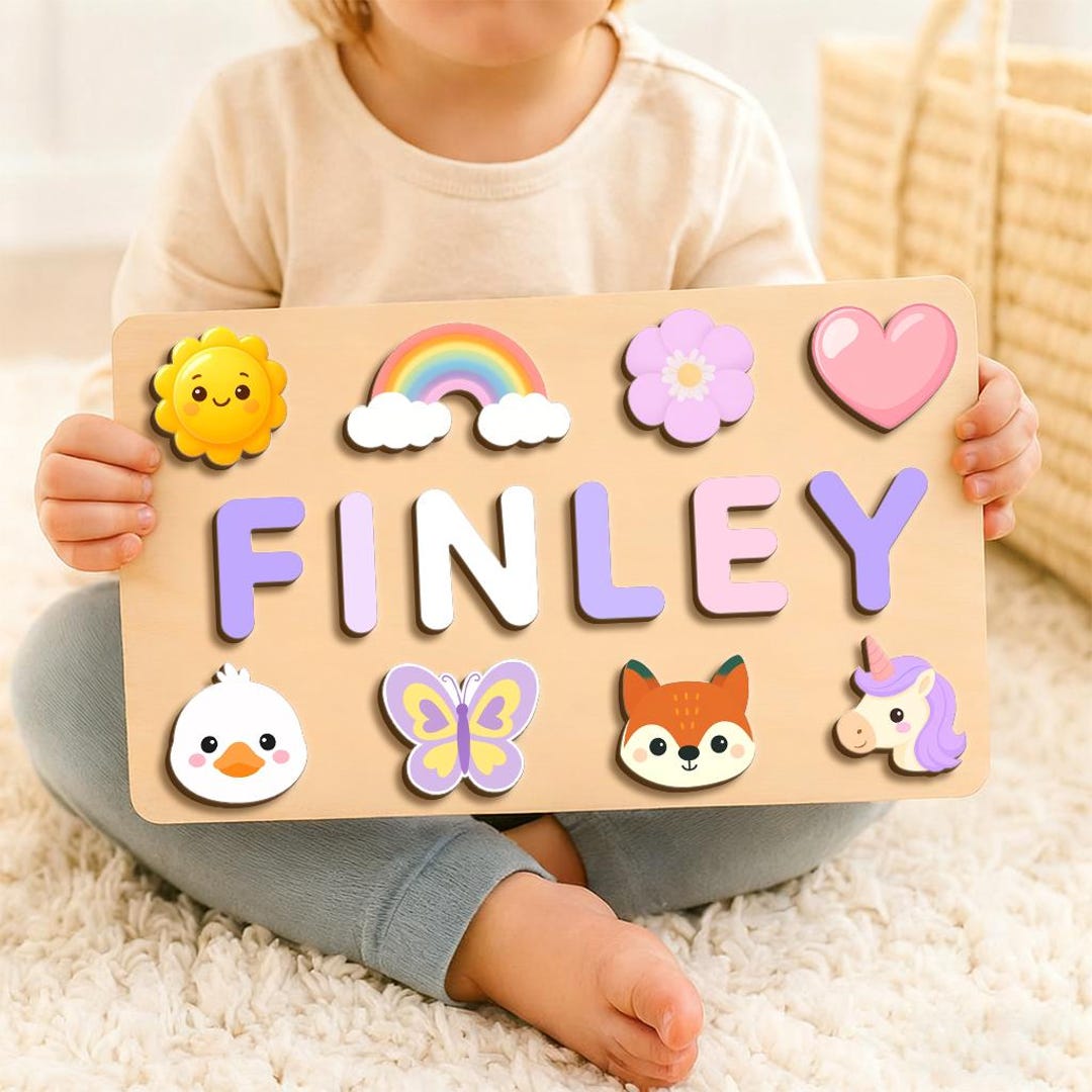 Personalized Animal Name Puzzle | Non-toxic Baby Gift | First Birthday ...