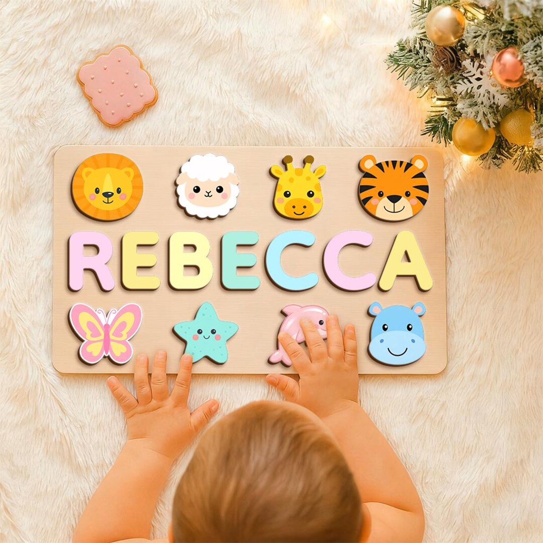 Personalized Animal Name Puzzle | Montessori Wooden Toy | Non-toxic ...