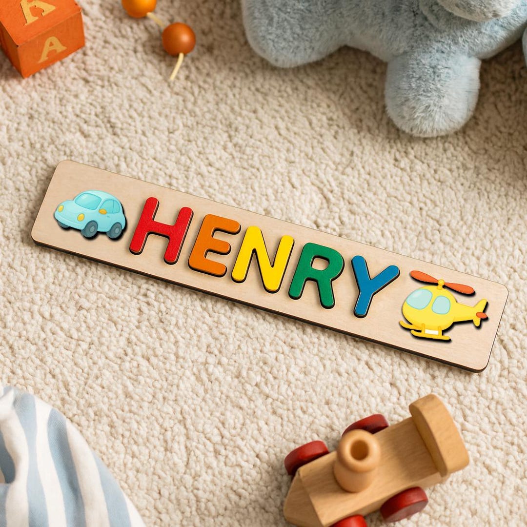 Custom Name Puzzle Personalized Puzzle Baby Toddlers Vehicles Theme ...