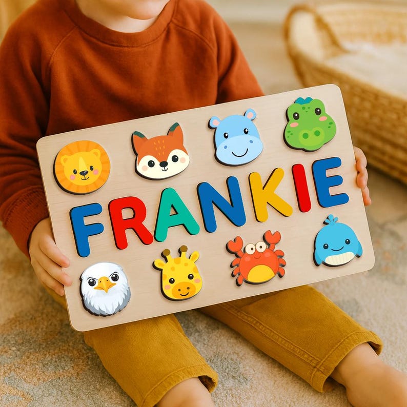 Personalized Animal Name Puzzle | Wooden Toy for Boys & Girls | Baby’s ...