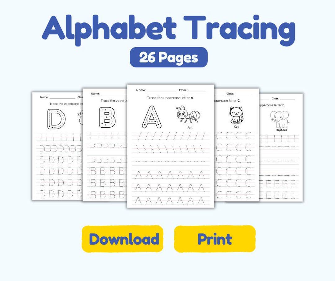 Uppercase Alphabet Tracing Worksheet PDF | 26 A-Z Pages | 4 Bonus ...