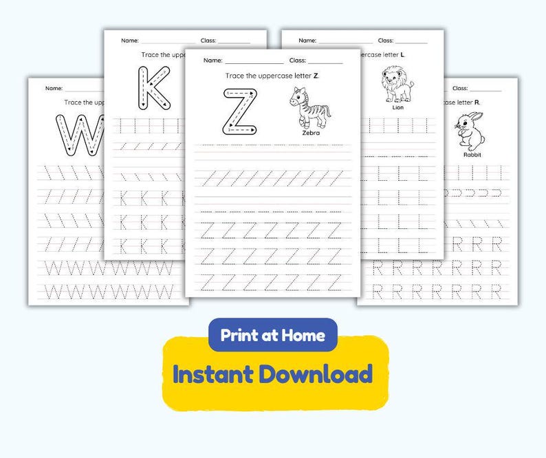 Uppercase Alphabet Tracing Worksheet PDF | 26 A-Z Pages | 4 Bonus ...