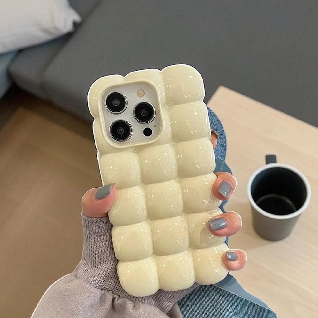 3D Lattice iPhone Case: Glossy Cartoon Silicone, Shockproof Cover - Etsy