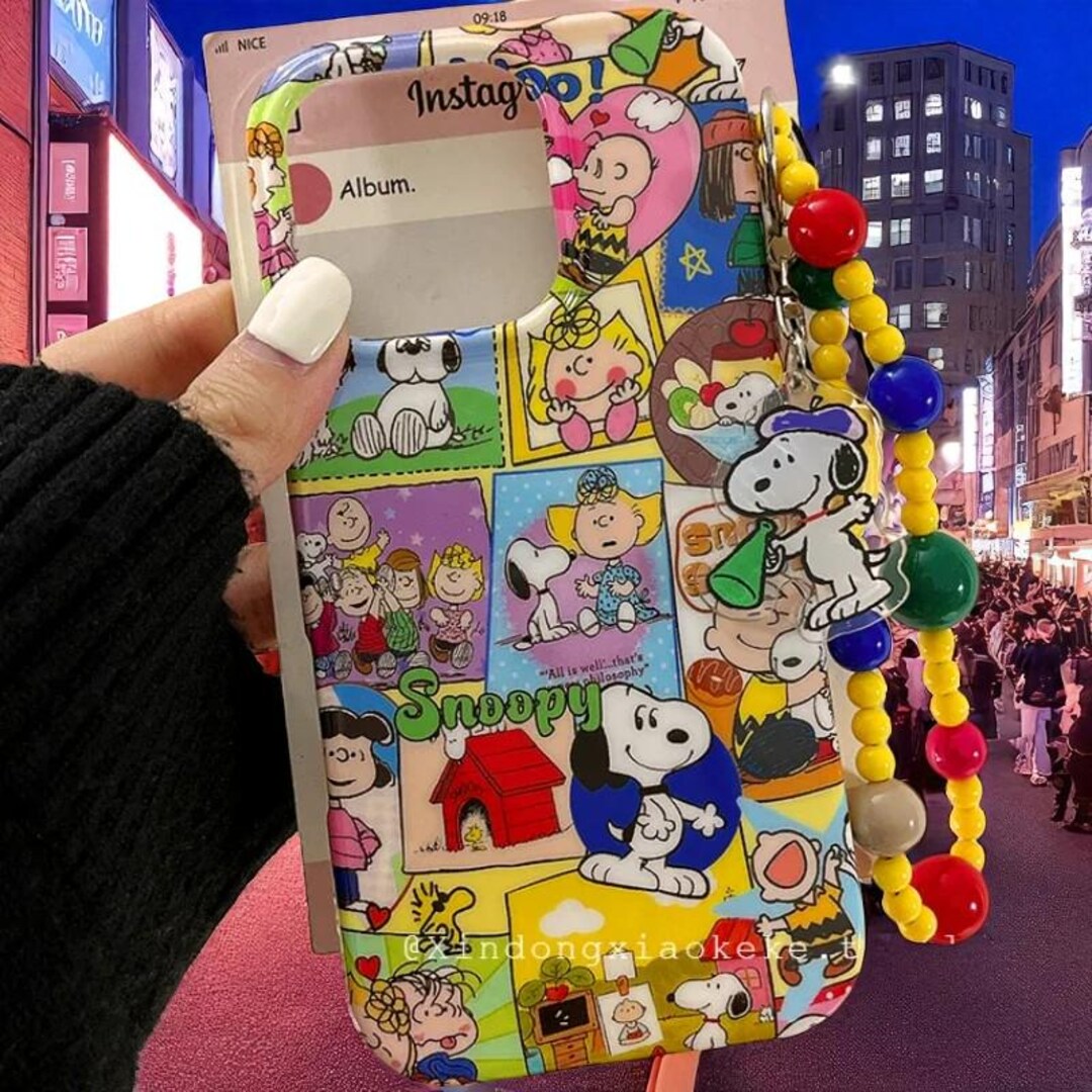 Snoopy iPhone Case: Cartoon Hard Shell With Lanyard Strap - Etsy