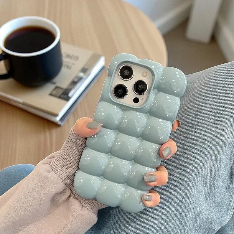 3D Lattice iPhone Case: Glossy Cartoon Silicone, Shockproof Cover - Etsy