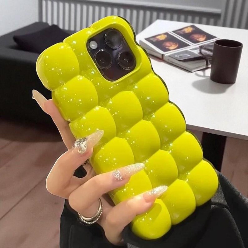 3D Lattice iPhone Case: Glossy Cartoon Silicone, Shockproof Cover - Etsy