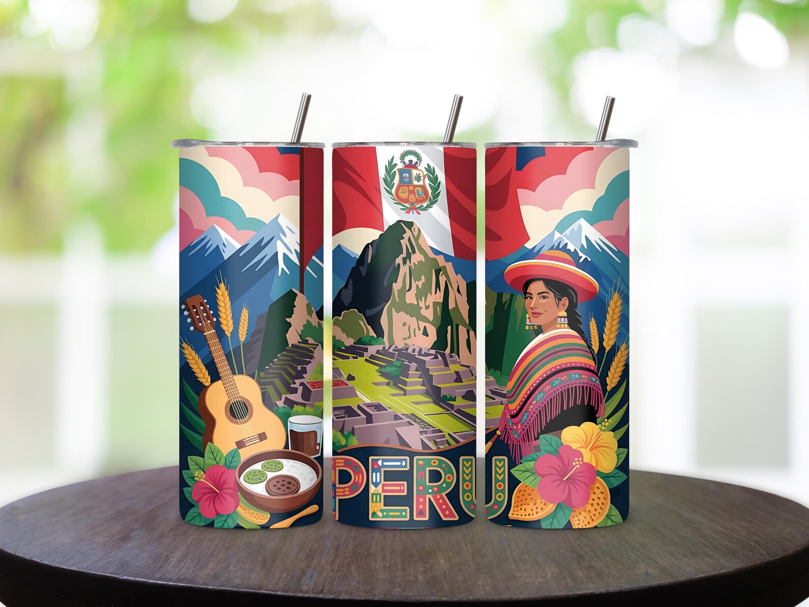 Peru Flag Tumbler Wrap PNG, 20oz Skinny Tumbler Sublimation Design ...