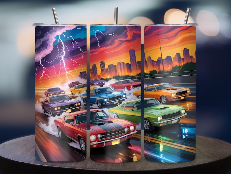 Muscle Car Tumbler Wrap PNG | 20oz Straight Sublimation Design ...