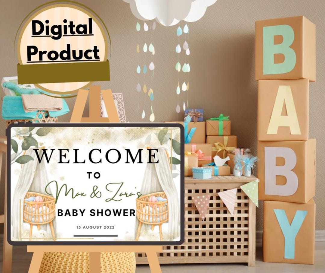 Editable Baby Shower Welcome Sign: Girl, Boy, Neutral Decor (digital ...