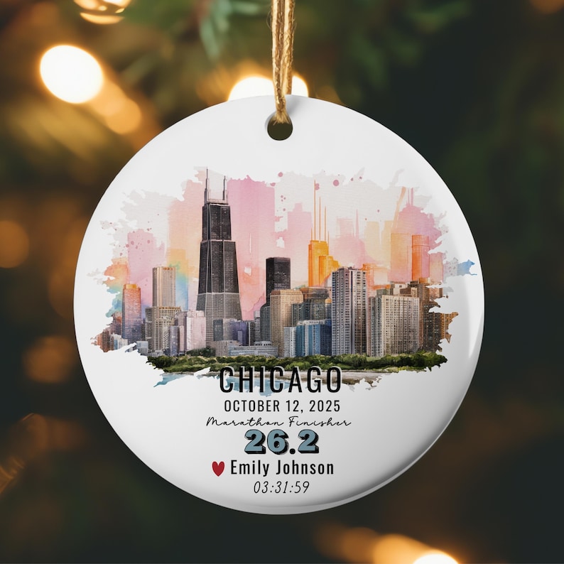 Marathon Finisher Ornament, Personalized Chicago Marathon Ornament ...