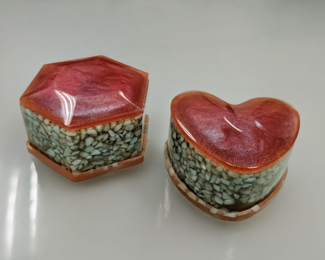 Pink Resin & Crushed Blue Rock Keepsake Boxes - Etsy