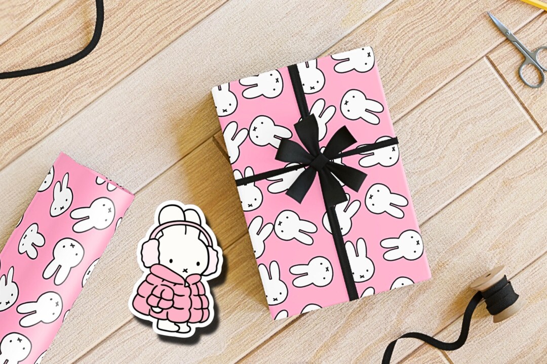 Miffy Bunny Wrapping Paper | Pink Kawaii Gift Wrap - Etsy