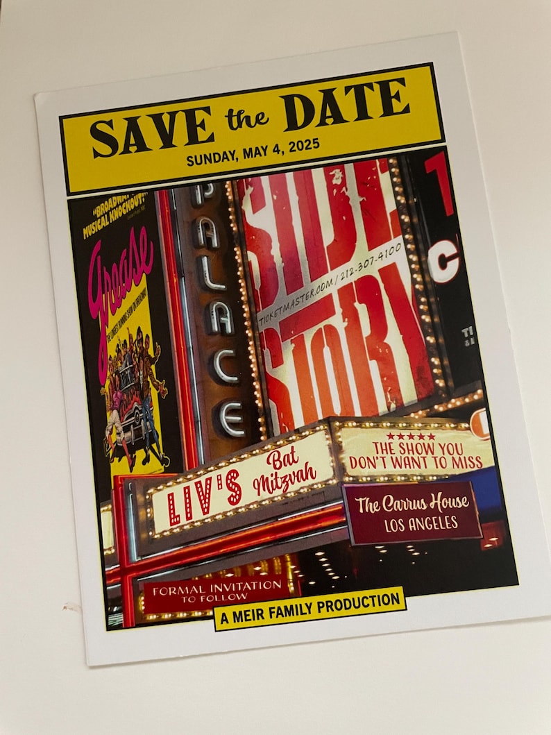 Broadway Save the Date Cards: Personalized Marquee Design (digital ...
