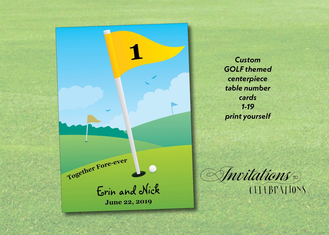 GOLF Themed Flag Table Numbers Cards 1-19 Custom DIY Printable - Etsy